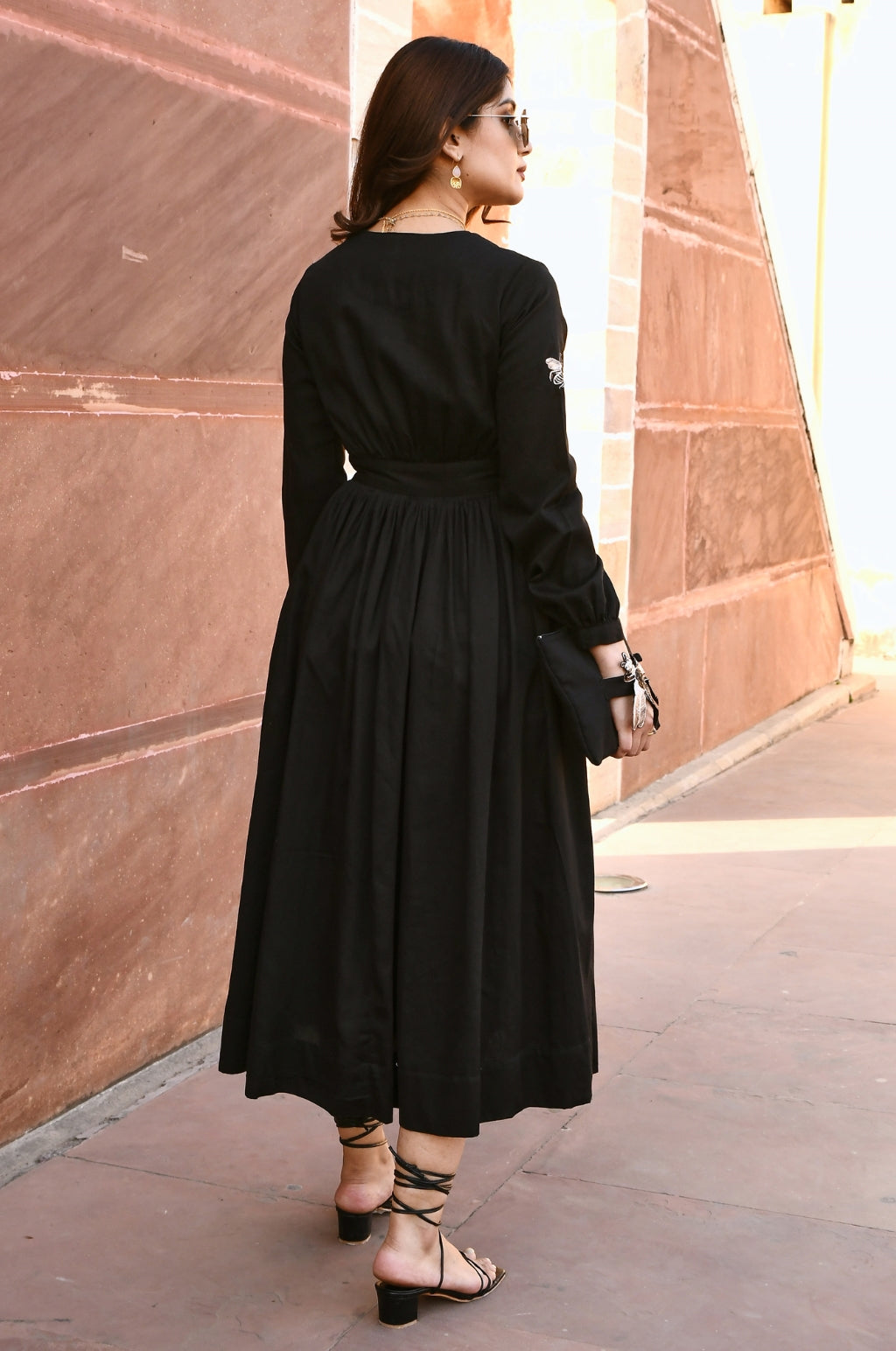 Sara Bug Black Embroidered Maxi Dress – Gulaal